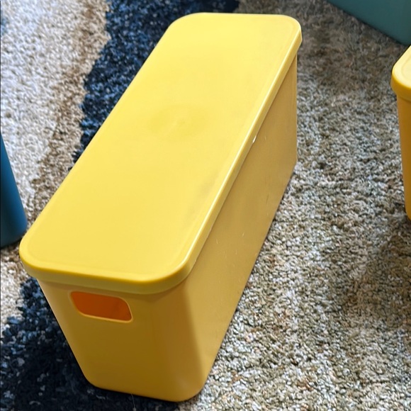 Accents | Yellow Long Stackable Organizer Bin Wfitted Lid 14x9x6 Bin ...